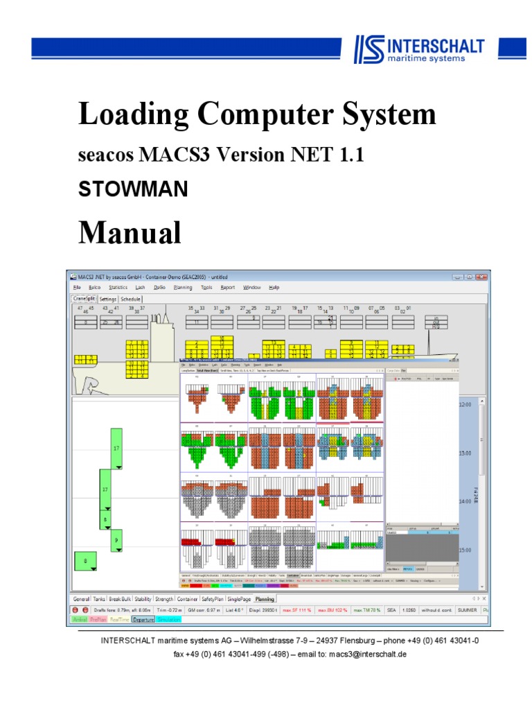 Loading Computer System: Seacos MACS3 Version NET 1.1 Stowman | PDF | Crane (Machine) | Cargo