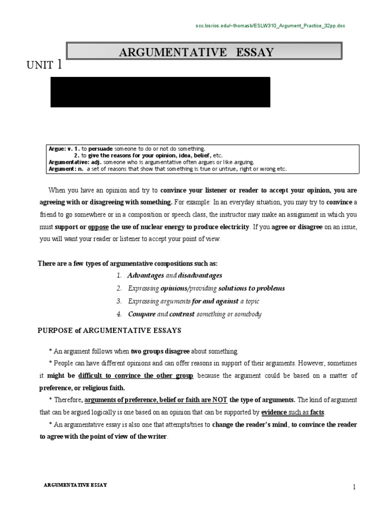 Argumentative Writing-UNIT 1 | PDF | Argument | Terminal Illness