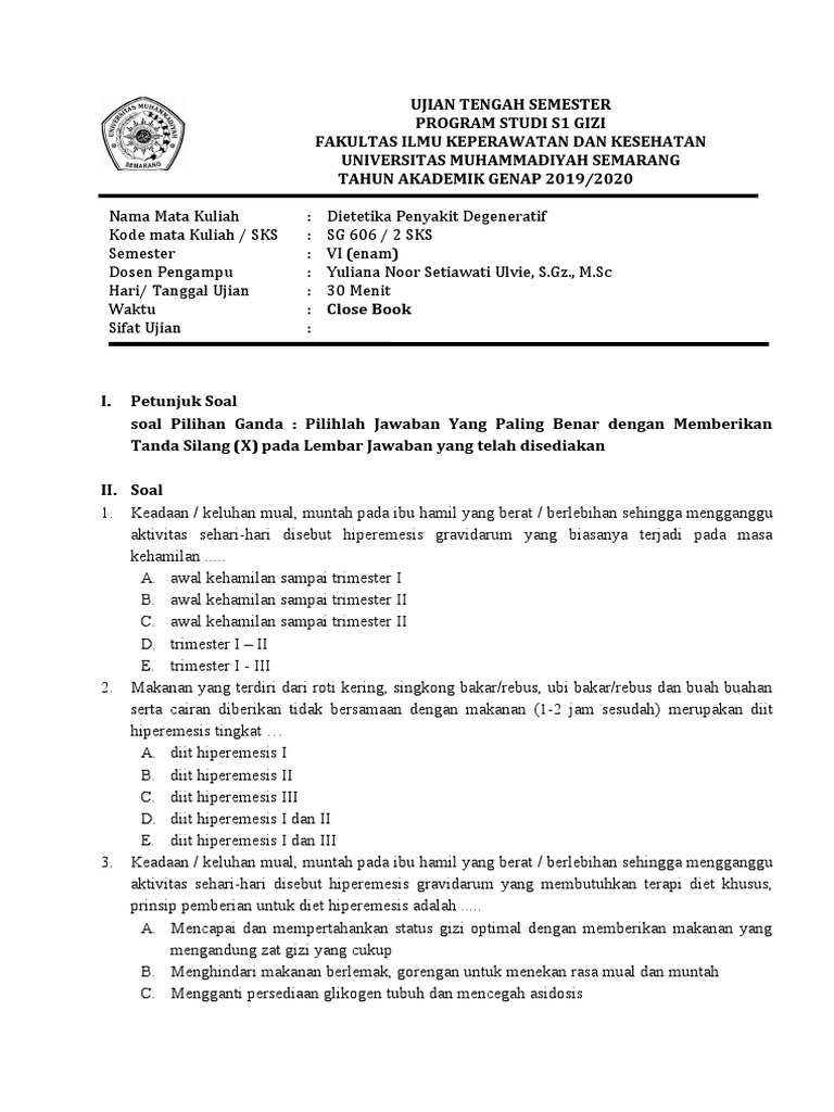 Uts Diet Deg S1 + Lju. Bu Yuli.2020 | PDF | Kesehatan Holistik