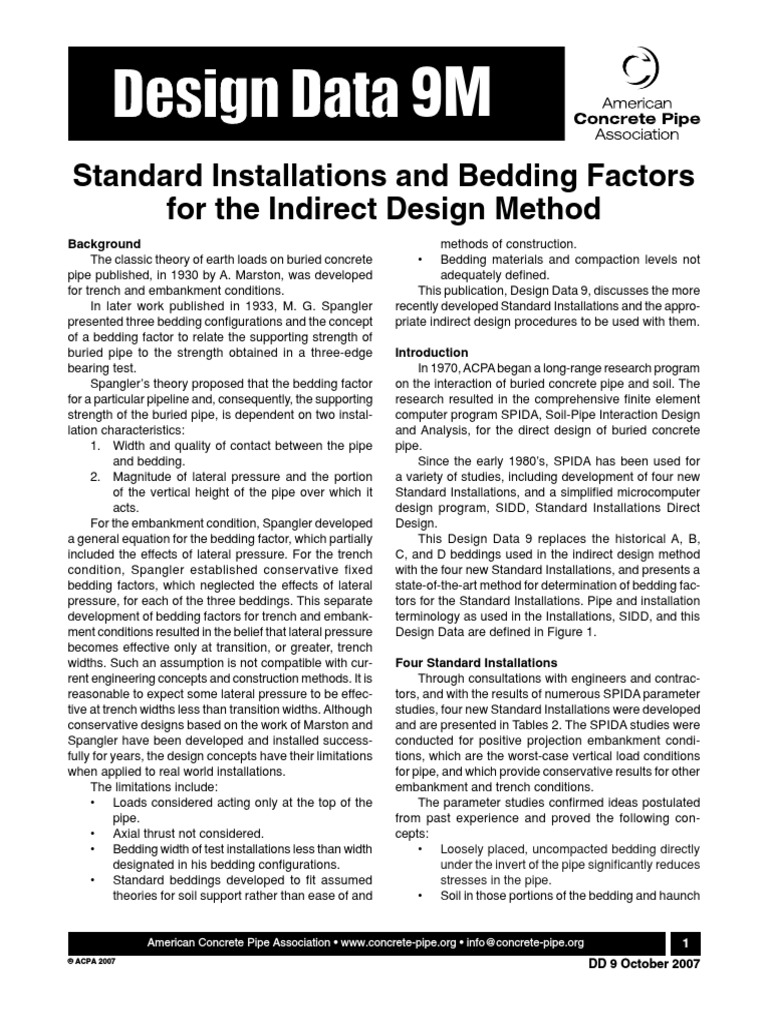 DD-09M - Standard Installations & Bedding Factors For The Indirect ...