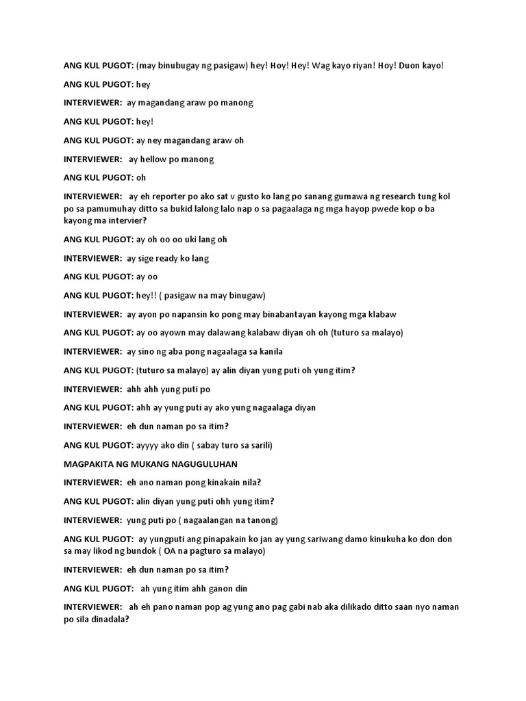 ANG KUL PUGOT Drama Comedy Second Script | PDF