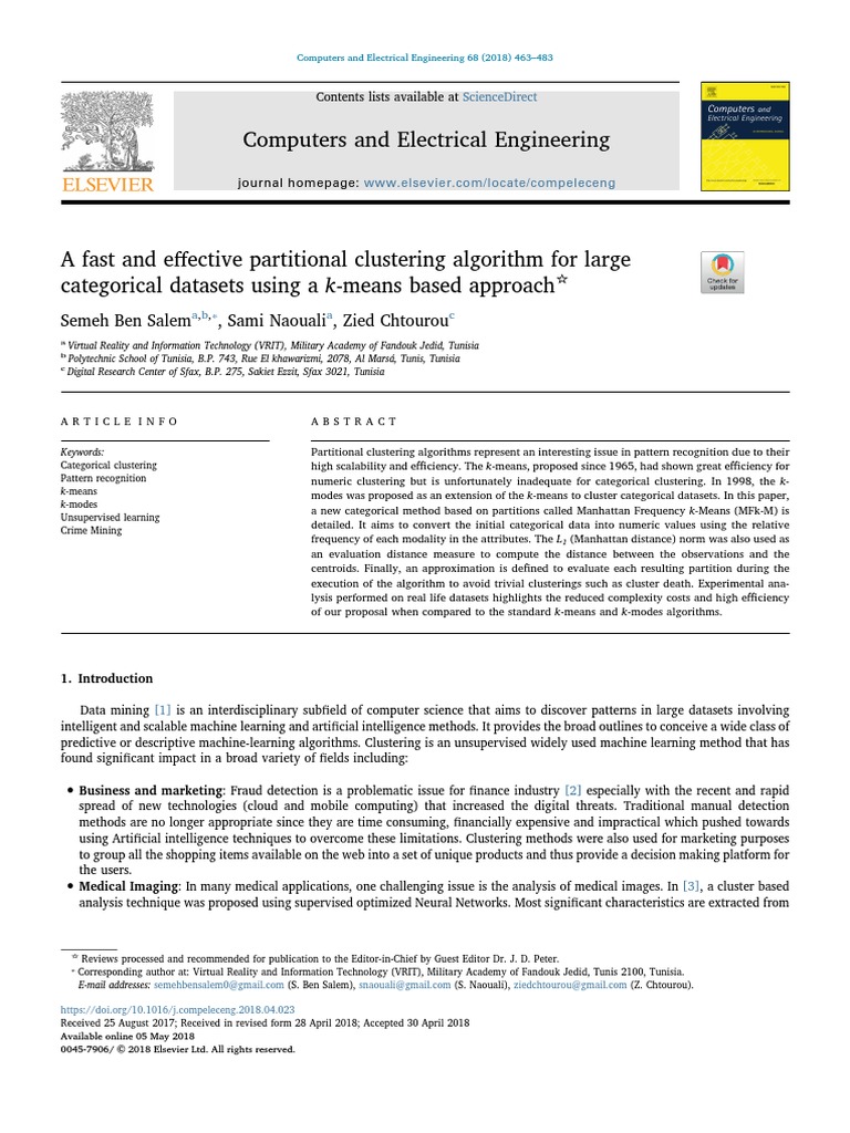 A Fast and Effective Partitional Clustering Algorithm For Large Categorical Datasets Using A K ...