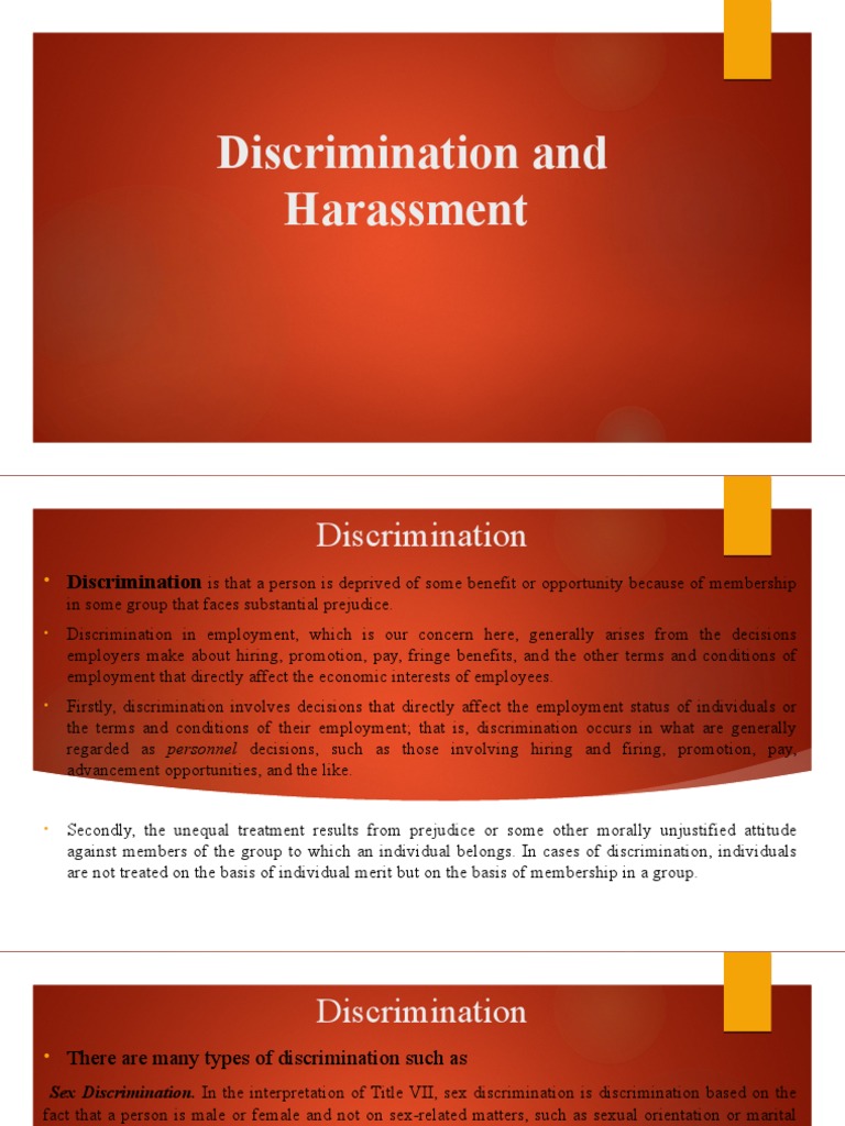 Discrimination and Harassment | PDF | Discrimination | Sexual Harassment