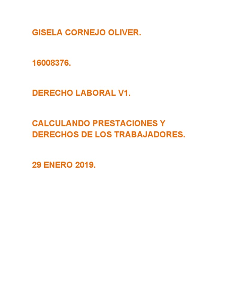 Cornejo Gisela Calculando Prestaciones | PDF | Salario Y Pensión | Salario