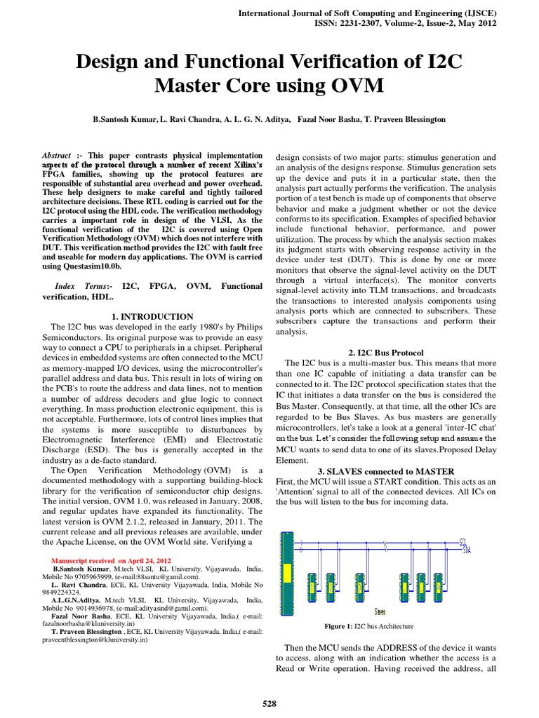 Design and Functional Verification of I2C Master Core Using OVM | PDF | Electronics | Electronic ...