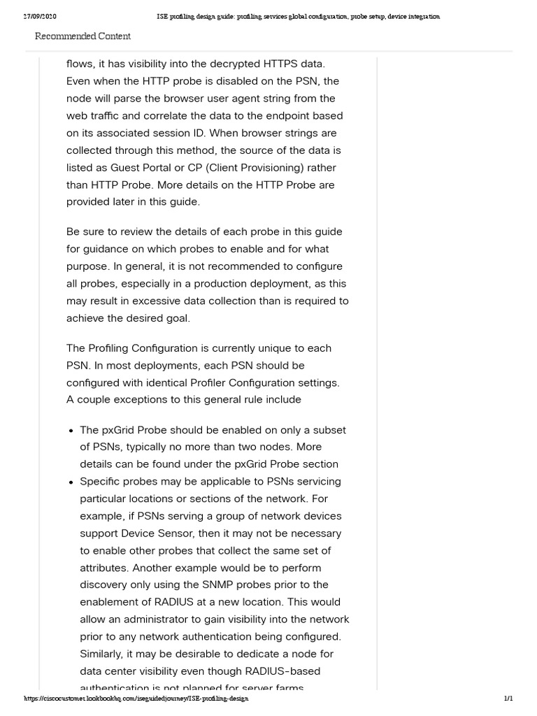 ISE Profiling Design Guide - Profiling Services Global Configuration, Probe Setup, Device ...