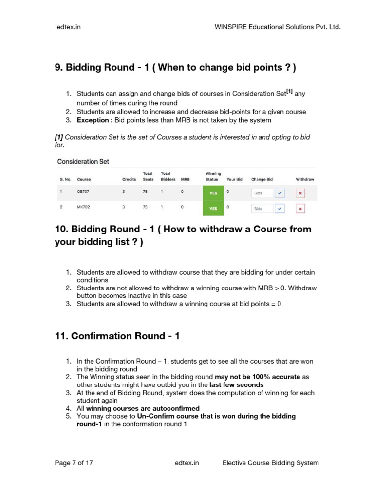 Elective Course Bidding Manual-7 | PDF | Career & Growth | Finance ...