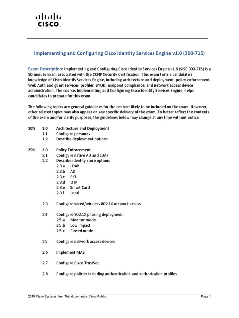 Implementing and Configuring Cisco Identity Services Engine v1.0 (300-715) | PDF | Computer ...