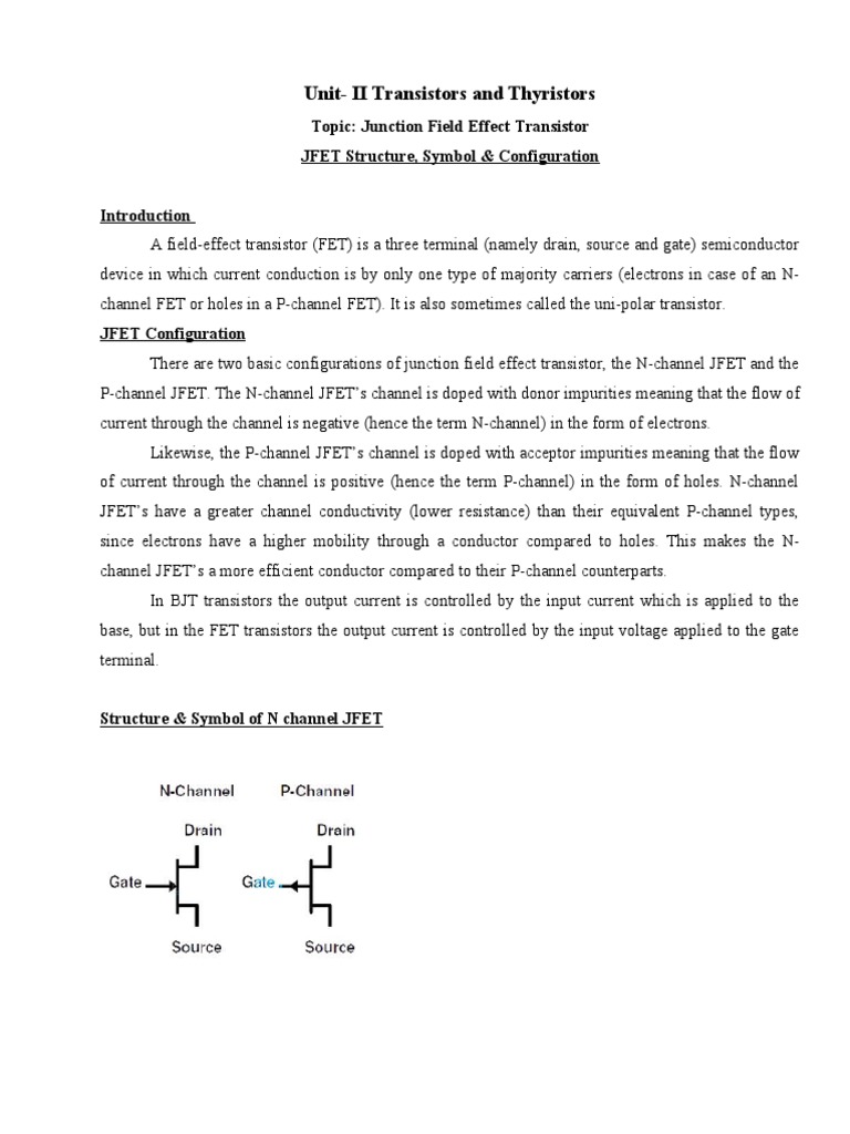 JFET Operation & Characteristics | PDF | Field Effect Transistor ...