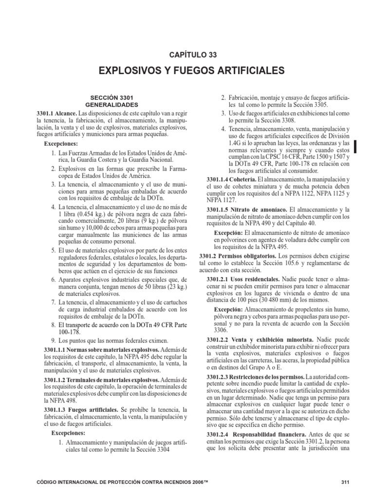 33b - Chapter 33 2006 - IFC - Spanish PDF | PDF | Pirotécnica | Peligros
