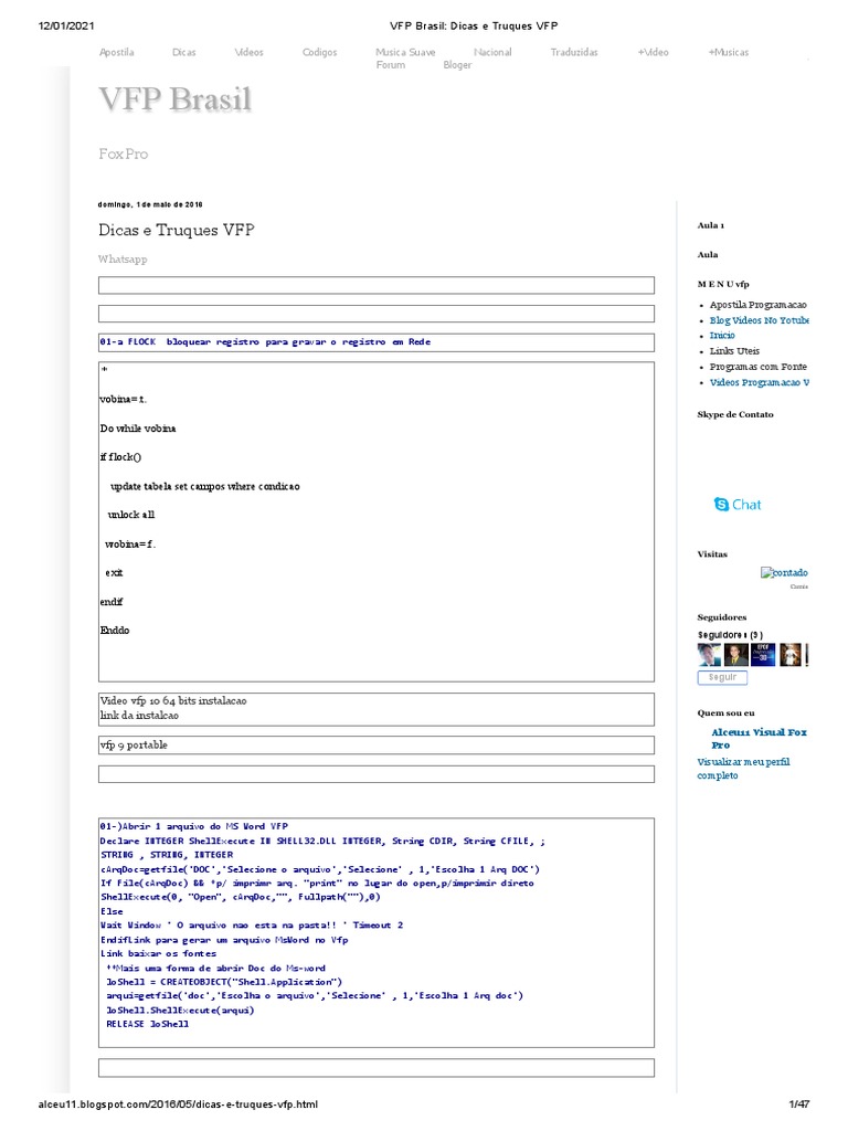 VFP Brasil - Dicas e Truques VFP | PDF | Dados de computador | Informática