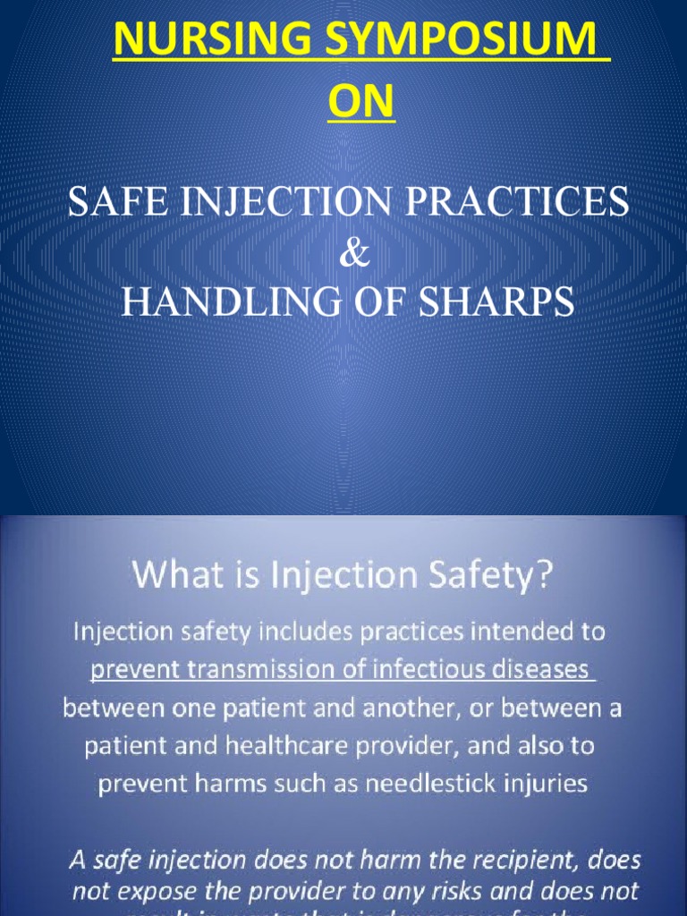 Safe Injection and Sharps Handling Guide | PDF | Injection (Medicine ...