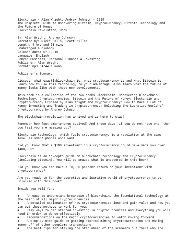 Blockchain - Alan Wright, Andrew Johnson - 2019 | PDF | Cryptocurrency ...