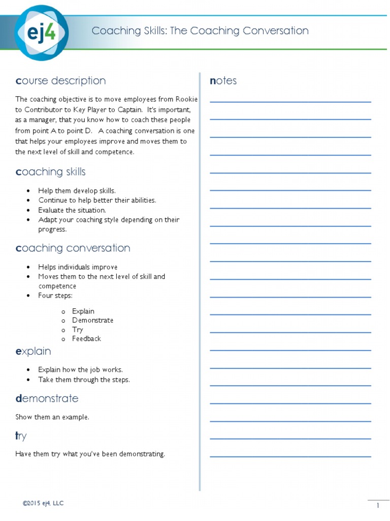 Coaching Skills The Coaching Conversation | PDF | Competence (Human ...