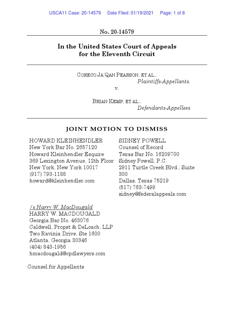 Motion To Dismiss Georgia Kraken | PDF | Appeal | Judiciaries