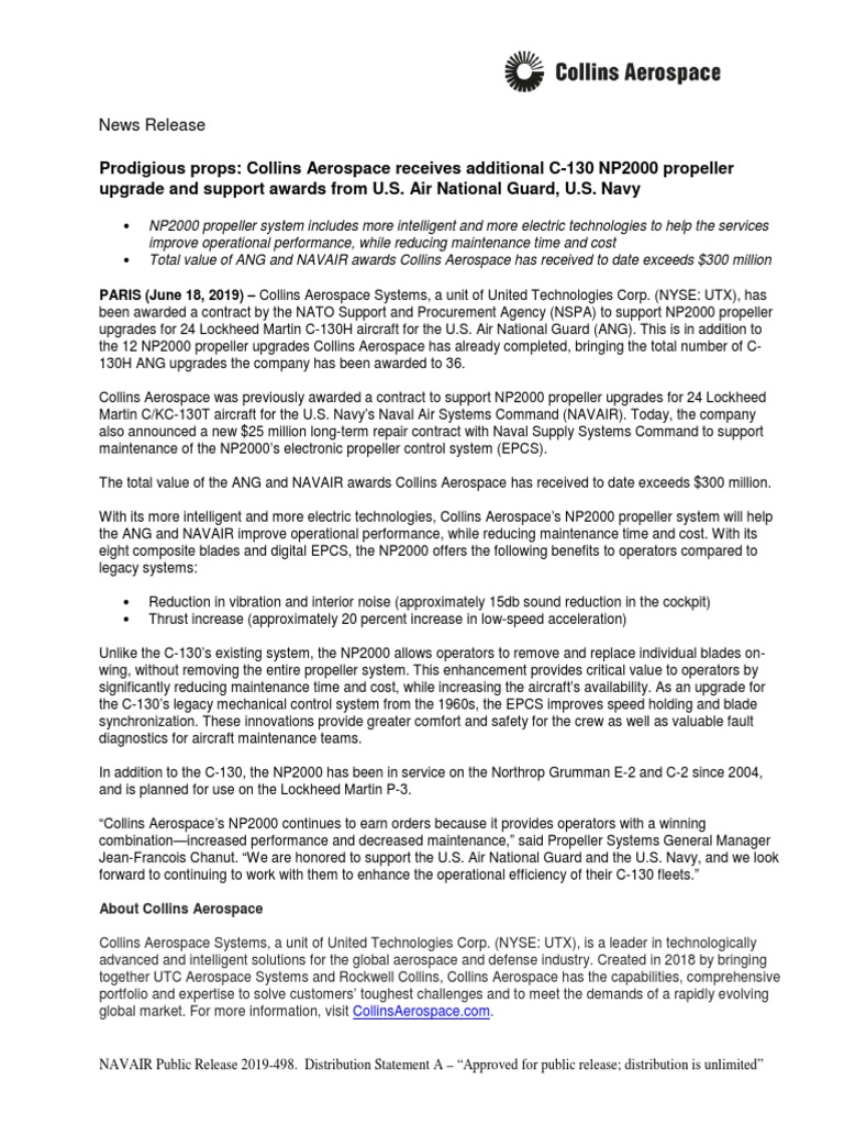 Prodigious Props: Collins Aerospace Receives Additional C-130 NP2000 ...