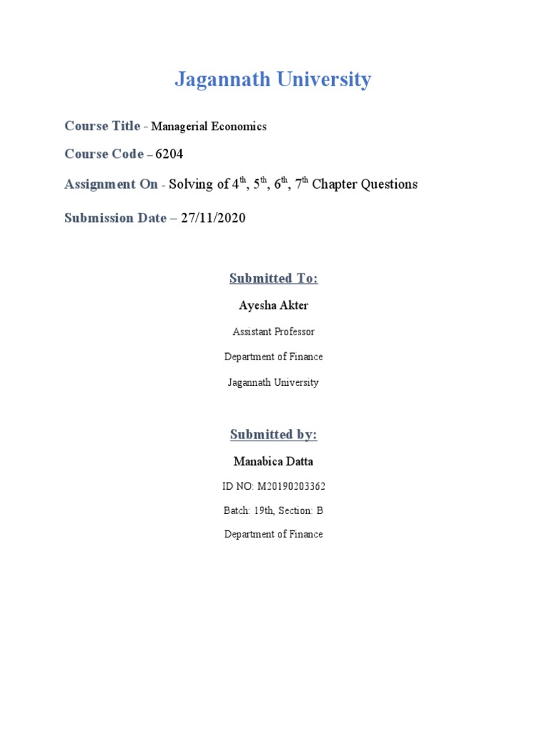 Jagannath University: Course Title - Course Code Assignment On ...