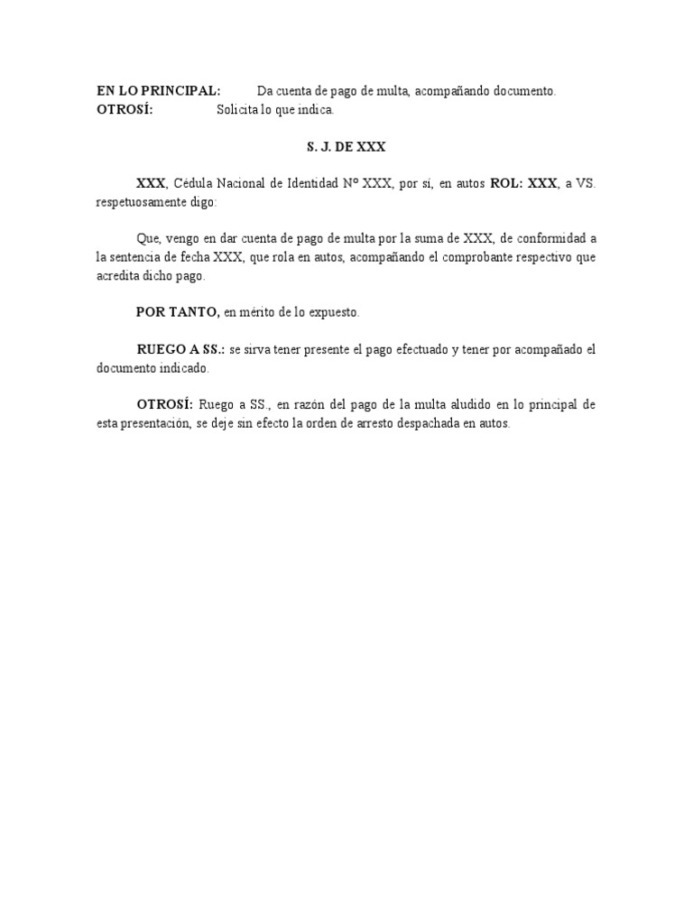 Da Cuenta de Pago Multa | PDF