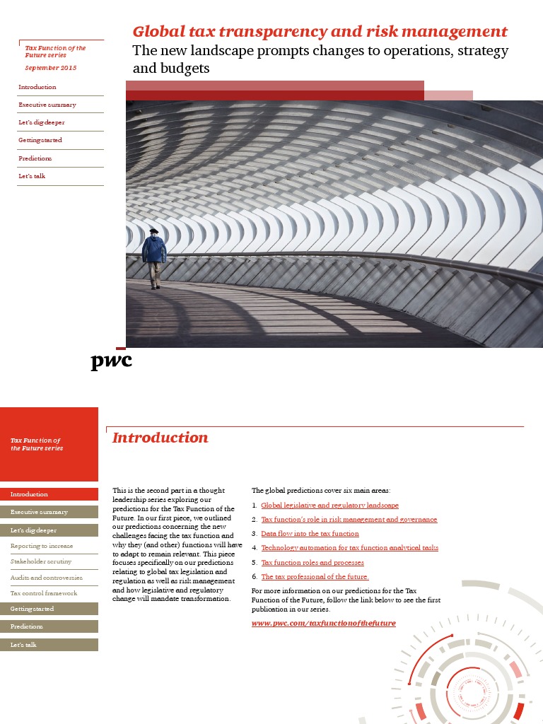 PWC Global Tax Transparency and Risk Management September 2015 | PDF ...