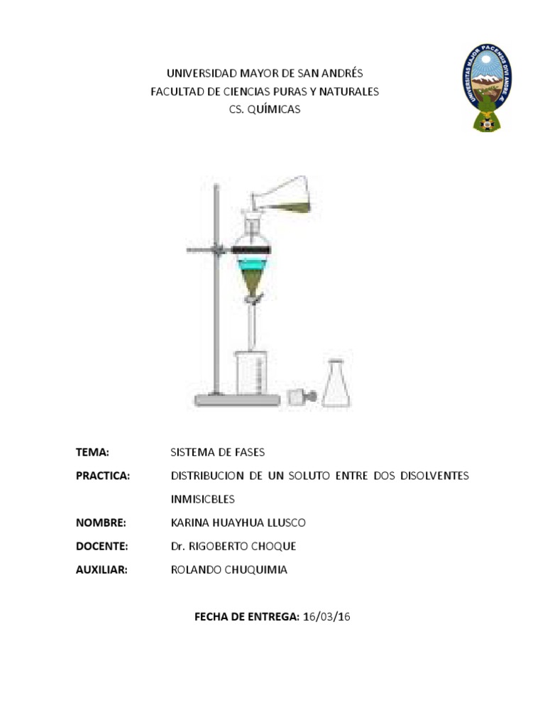 Distribución de Un Soluto Entre Dos Disolventes Inmiscibles. | PDF ...