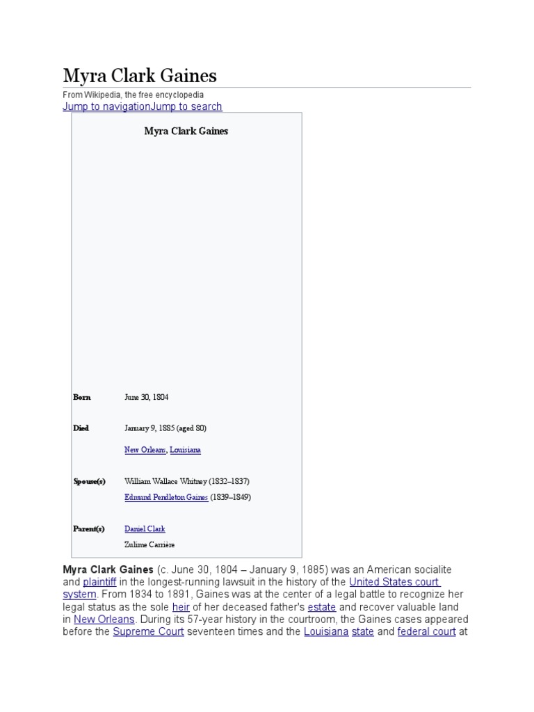 Myra Clark Gaines | PDF | Equity (Law) | Lawsuit