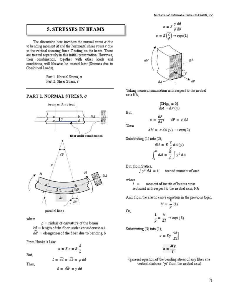 Bending and Shear Stress in Beams | PDF | Bending | Beam (Structure)