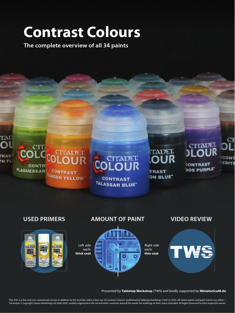 Contrast Colours: The Complete Overview of All 34 Paints | PDF | Blue ...