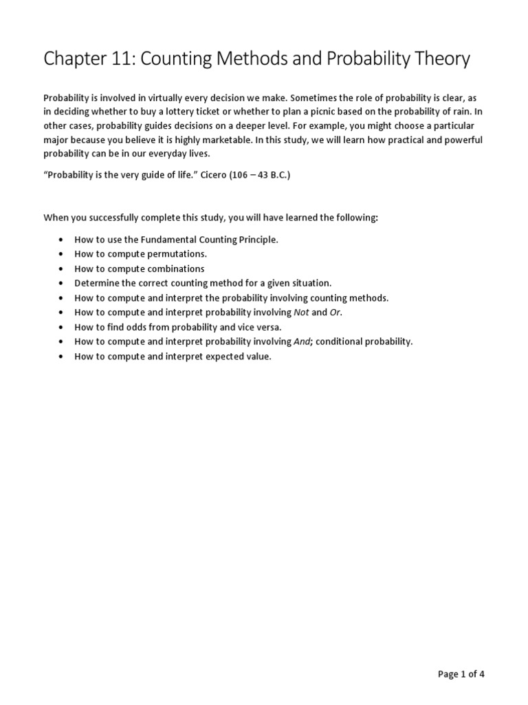 Probability & Counting Essentials | PDF | Probability | Cognition