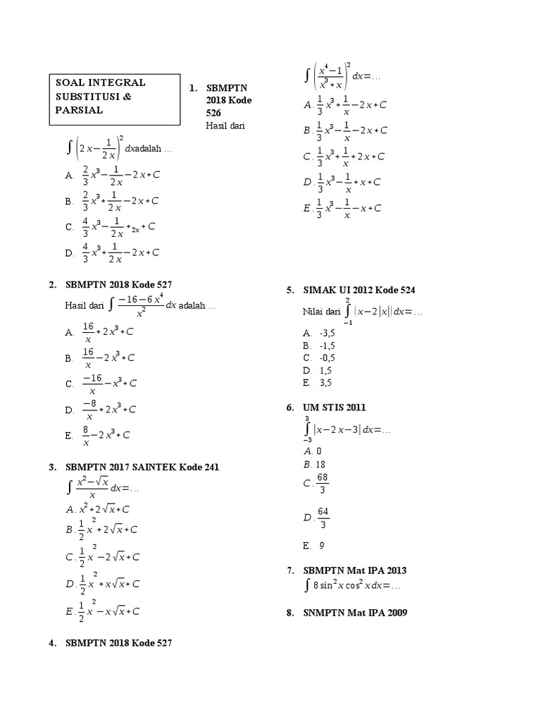 Soal Utbk Integral | PDF