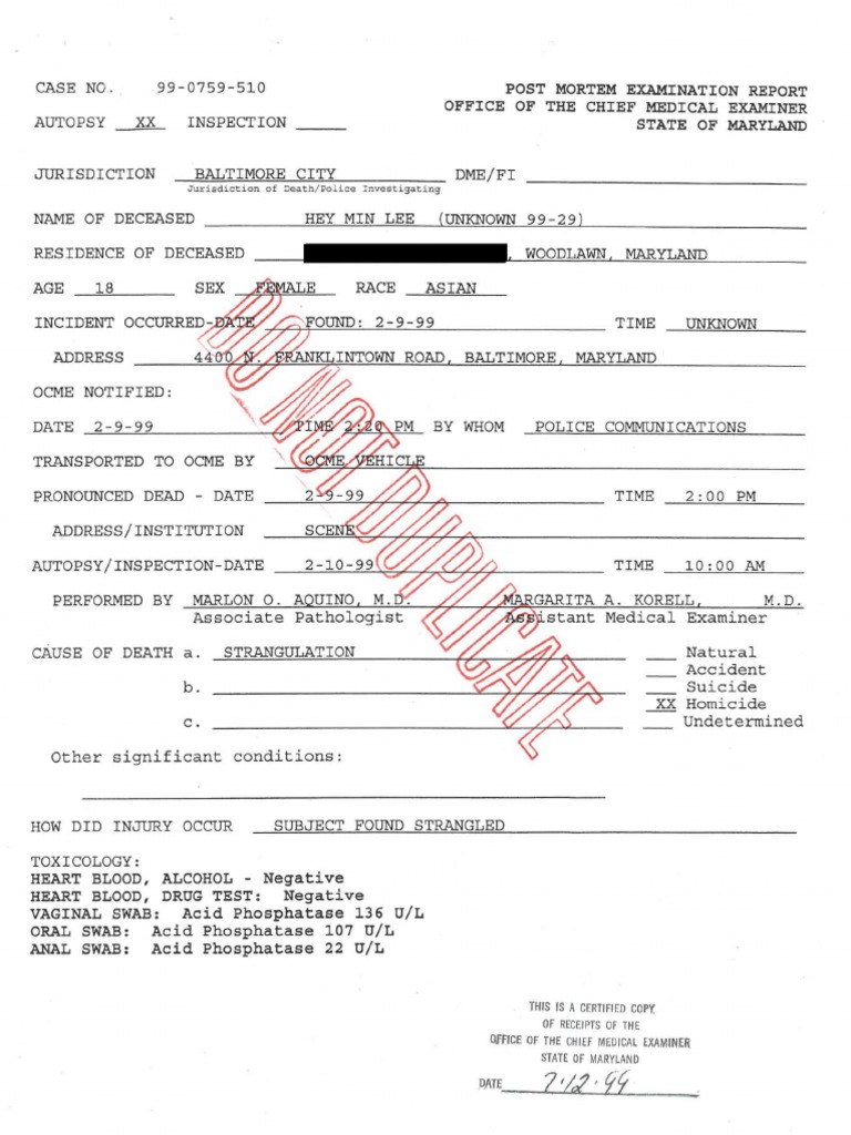 Hae Autopsy Report | PDF | Liver | Lung