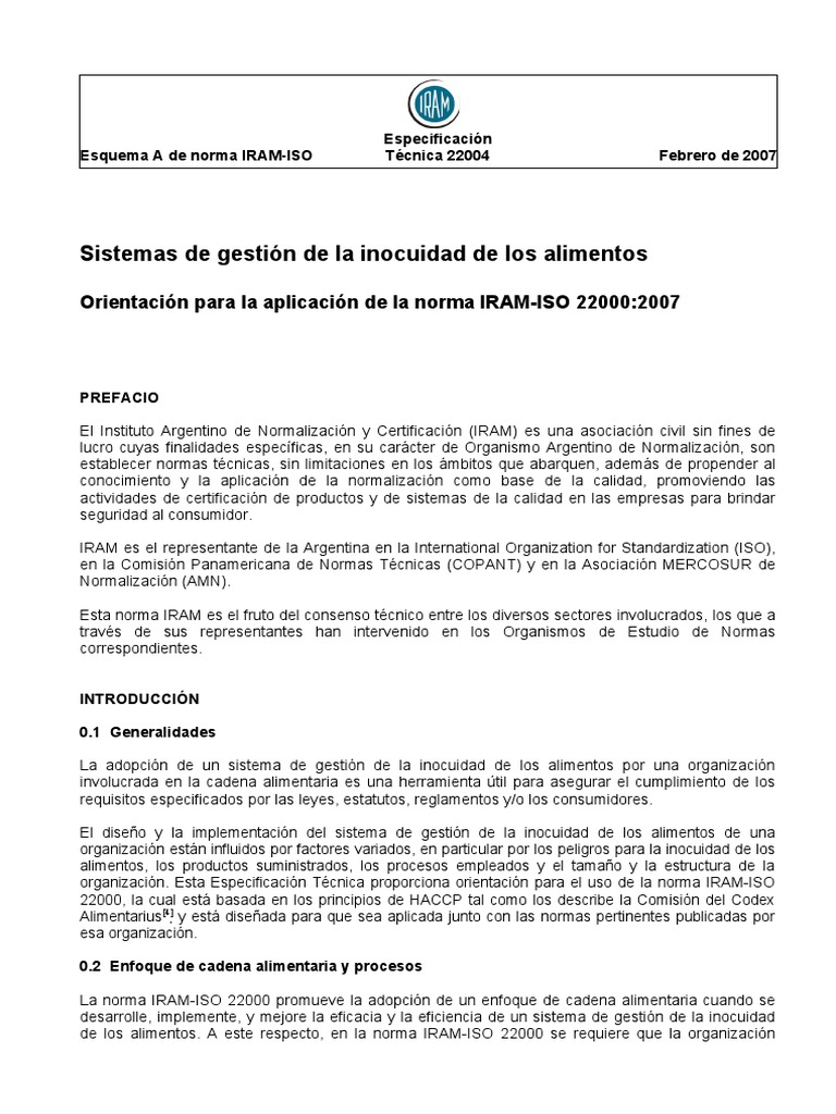 Iram-Iso 22004-2007 (Ea) (Haccp) | PDF | Análisis de Riesgo y Puntos Críticos de Control ...