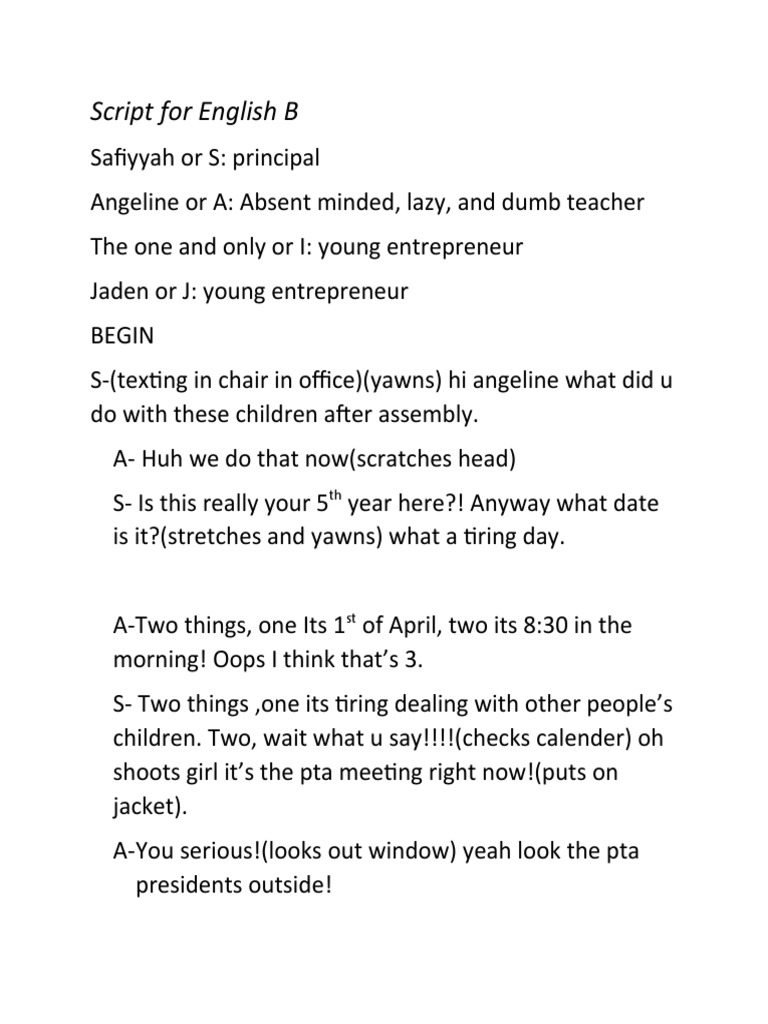 Script For English B | PDF