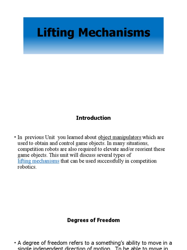 Lifting Mechanisms | PDF | Transmission (Mechanics) | Electric Motor