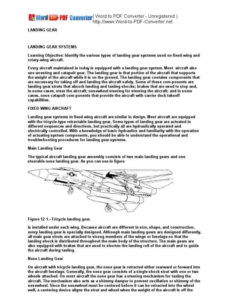 Aircraft Landing Gear Systems Explained | PDF | Landing Gear | Screw