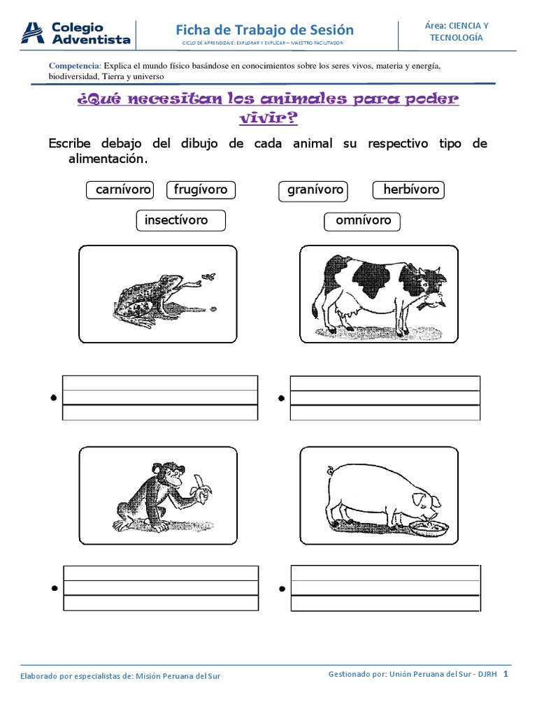 Necesidades de los Animales para Vivir | PDF