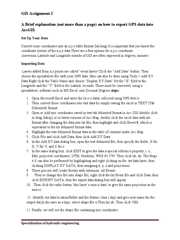 Gis Assignment 2 A Brief Explanation (Not More Than A Page) On How To Export Gps Data Into ...