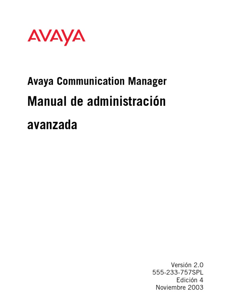Guía de Administración para Avaya Communication Manager (Avanzado) | PDF