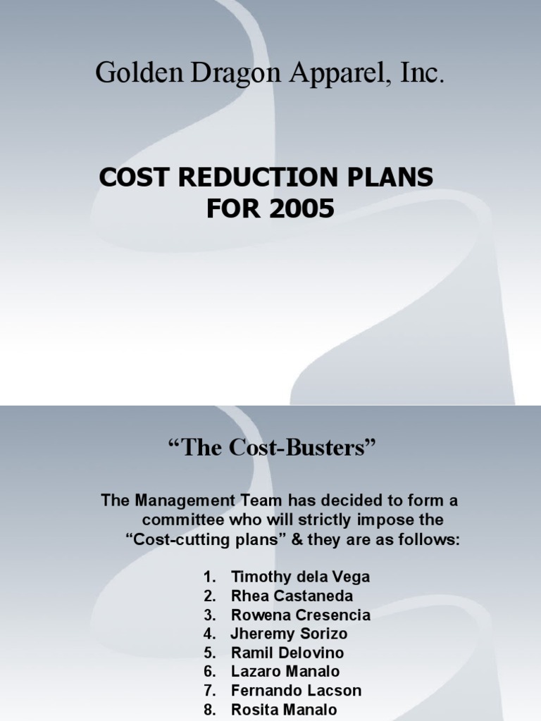 Cost Reduction Plan For 2005 | PDF | Human Resources | Business