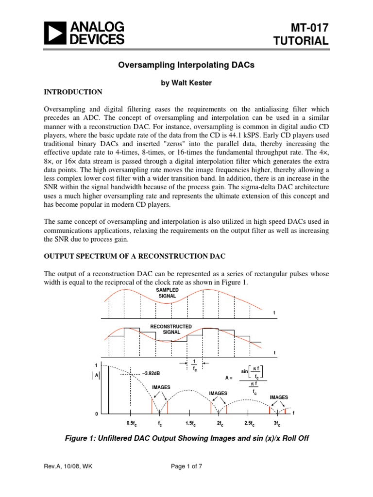 Oversampling Interpolating DACs MT-017 | PDF | Digital To Analog Converter | Sampling (Signal ...