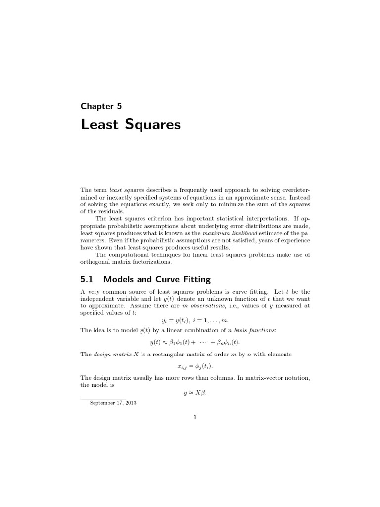 Least Squares Techniques for Solving Overdetermined Systems | PDF ...