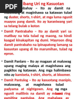 Mga Uri NG Damit | PDF