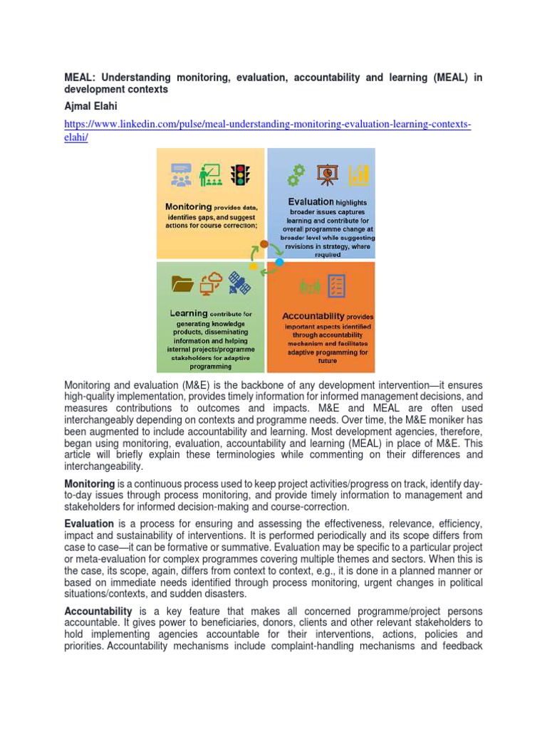 Understanding MEAL in Development | PDF | Accountability | Evaluation