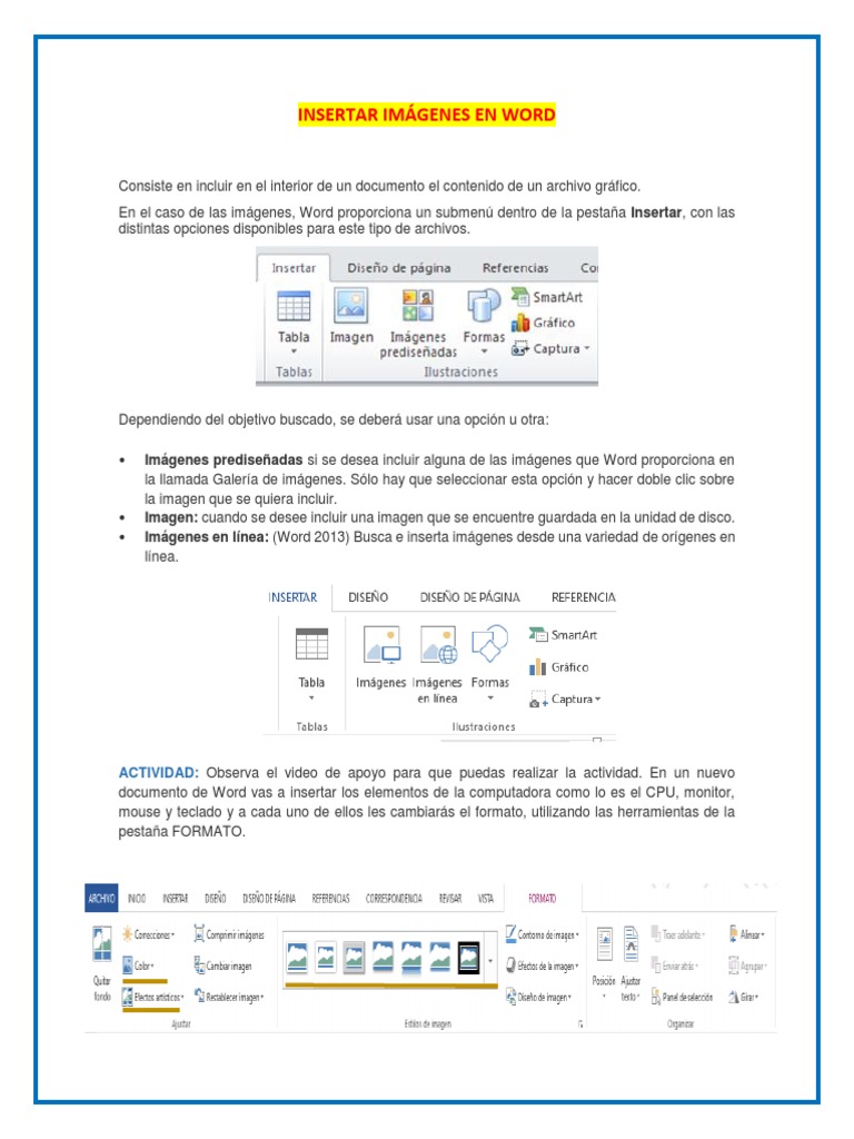 Tema 5 - INSERTAR IMÁGENES EN WORD | PDF