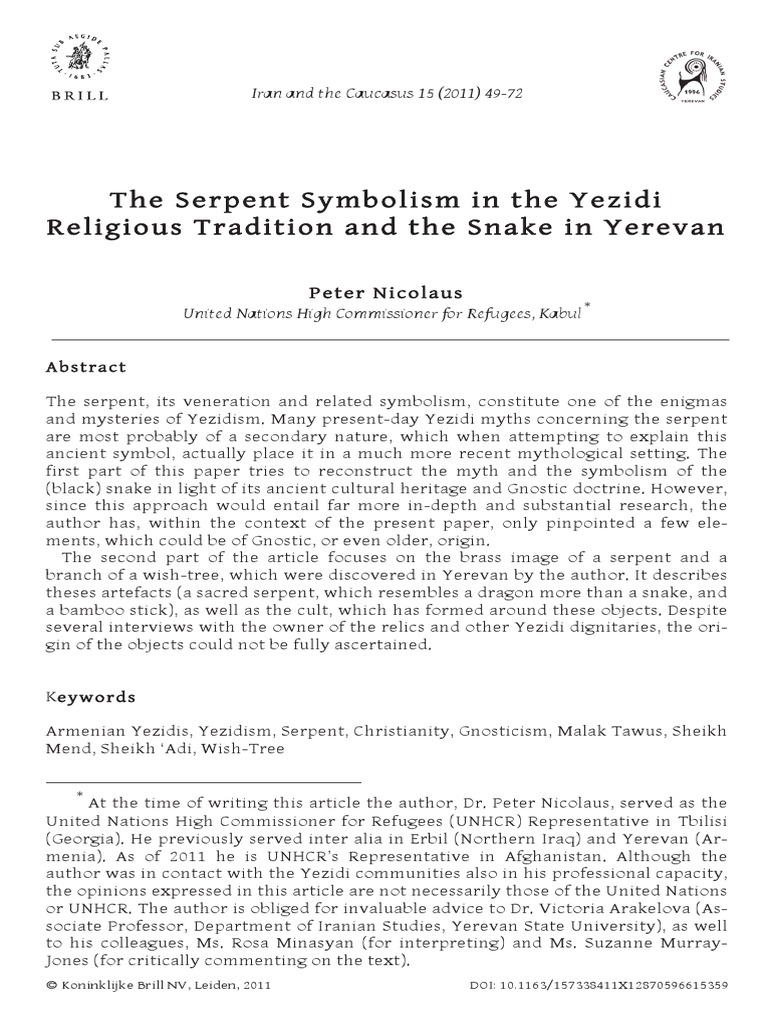 The Serpent Symbolism in The Yezidi Reli PDF | PDF | Serpent (Symbolism ...