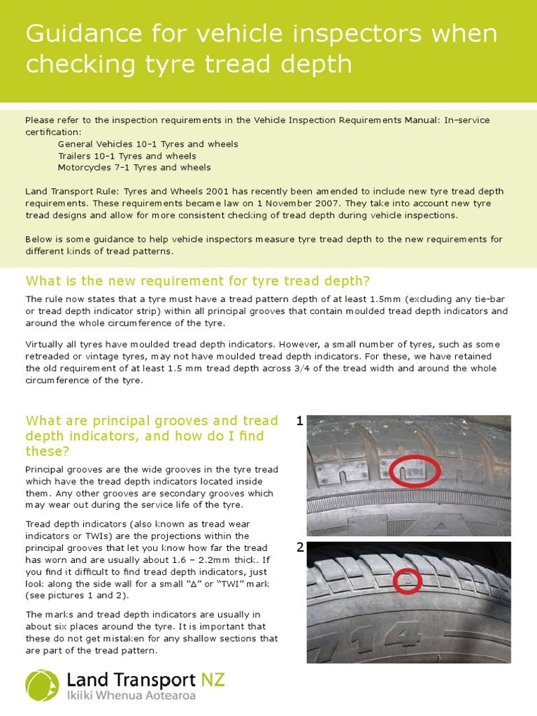 Guidance For Vehicle Inspectors When Checking Tyre Tread Depth | PDF ...