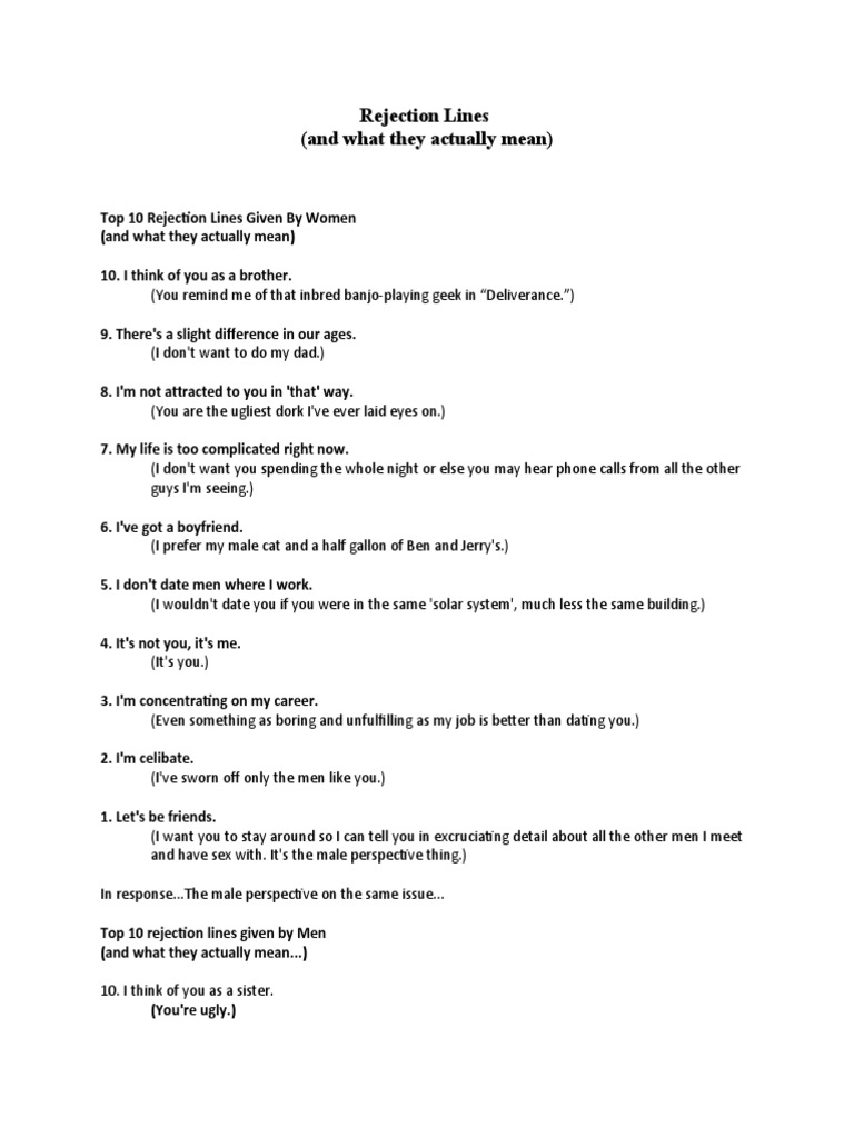 Decoding Rejection Lines | PDF | Sports & Recreation