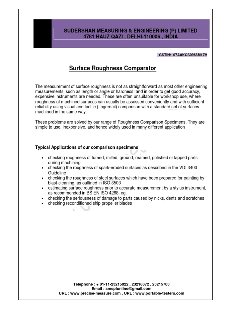 Surface Comparator Chart Sa 2 5 | PDF | Surface Roughness | Measurement