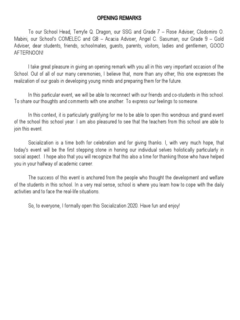 Opening Remarks | PDF