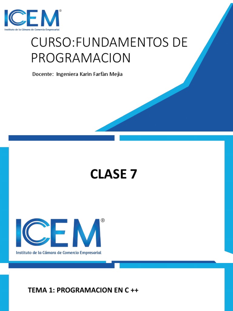Diapositivas FUNDAMENTOS DE PROGRAMACION Clase7 | PDF | Lenguaje de ...