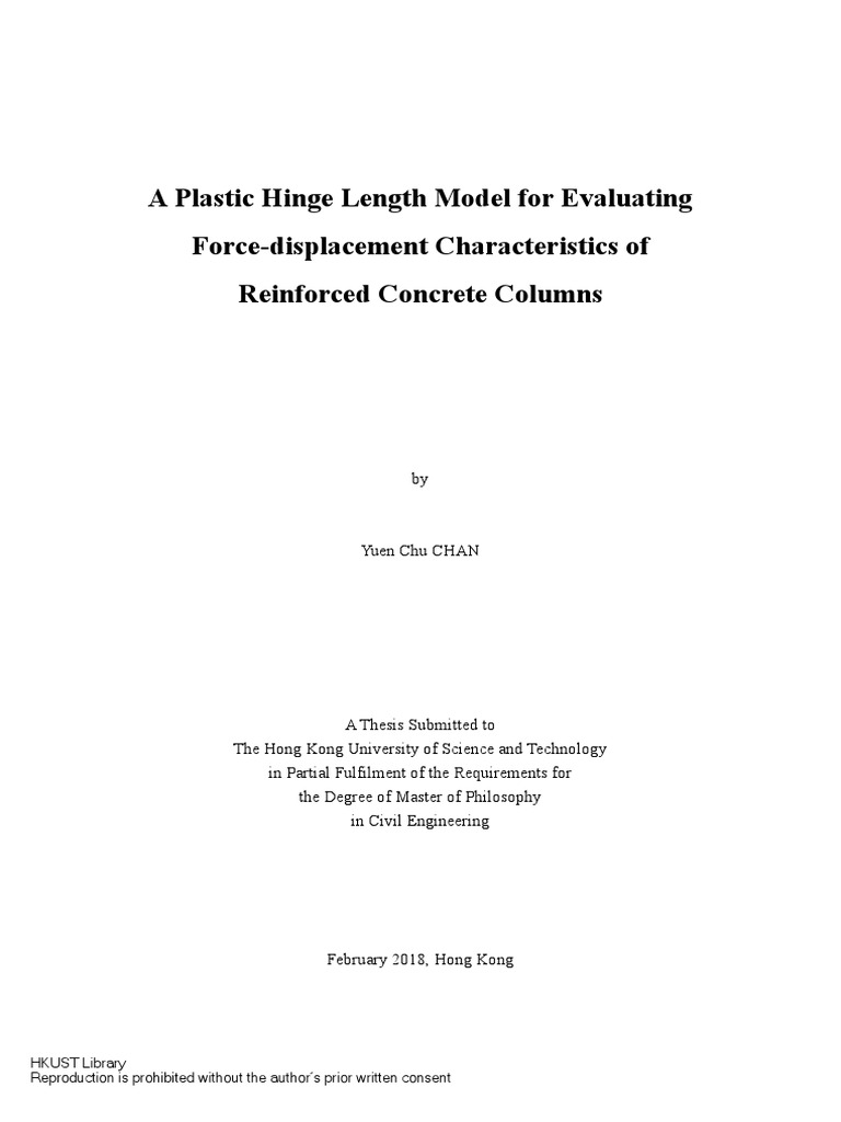 Plastic Hinge Length Model for Columns | PDF | Deformation (Engineering ...
